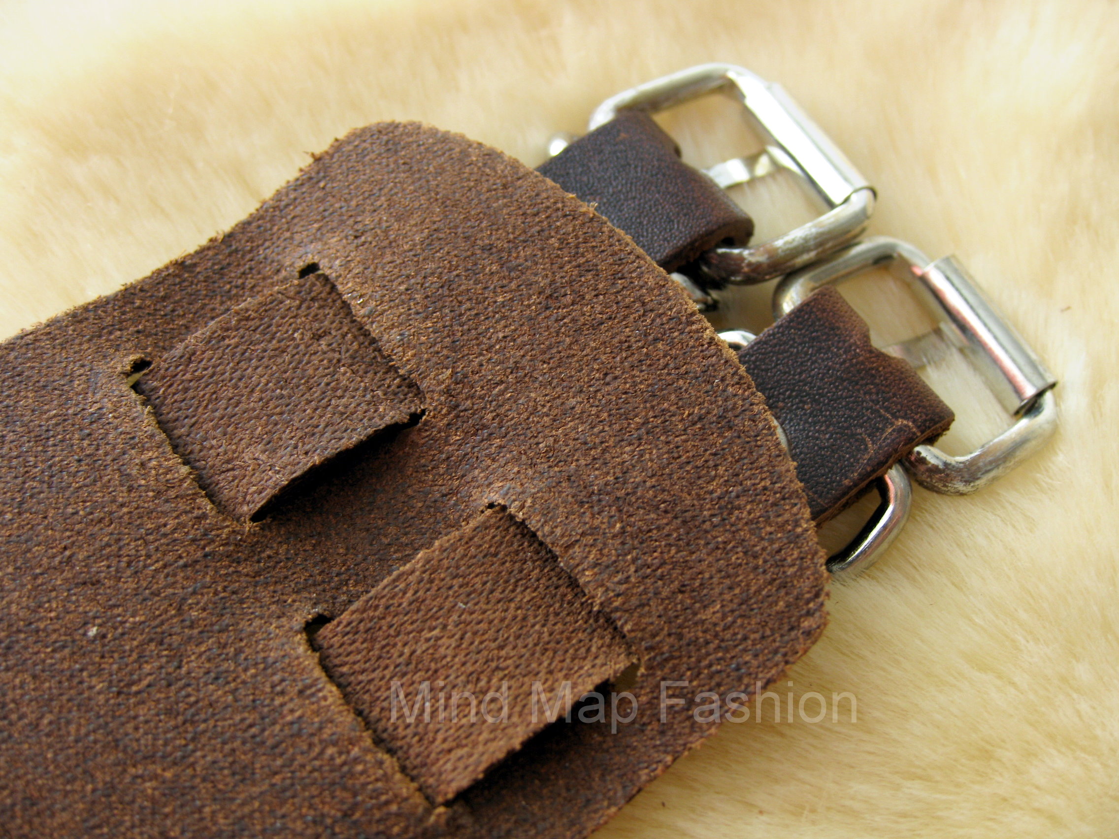 Punk Rock Leather Bracelet Wristband Bangle 2-strap & Buckles Wide Cuff ...